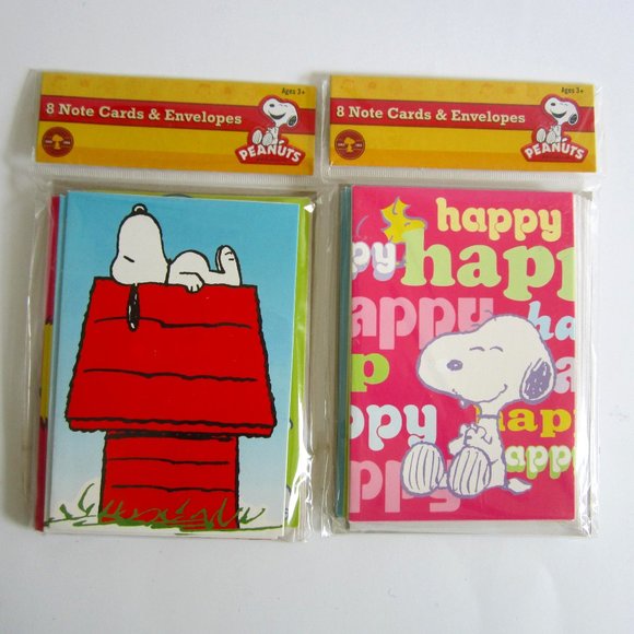 Peanuts | Party Supplies | Snoopy Peanuts Woodstock 6 Note Cards ...